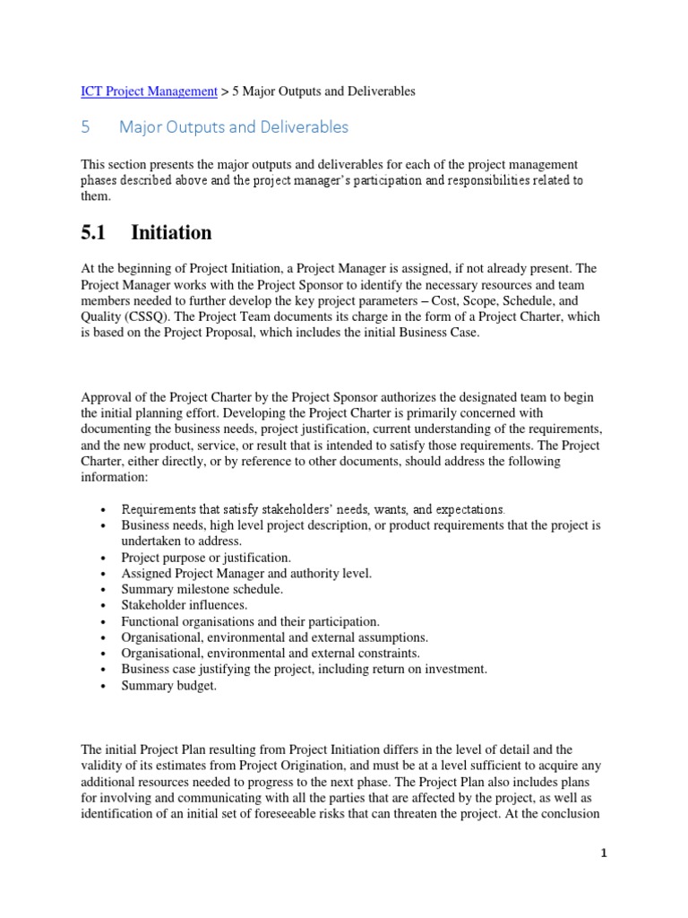 Major Deliverables in ICT Project Management | PDF | Project Management ...