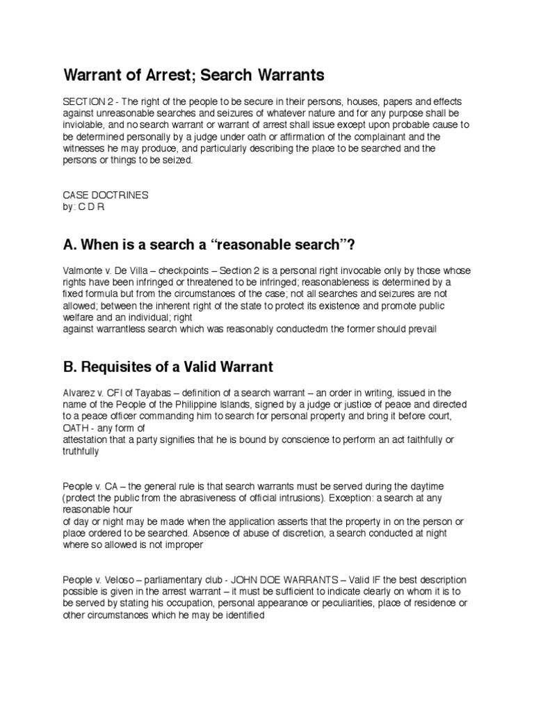 Understanding Search and Arrest Warrants | PDF | Search And Seizure ...