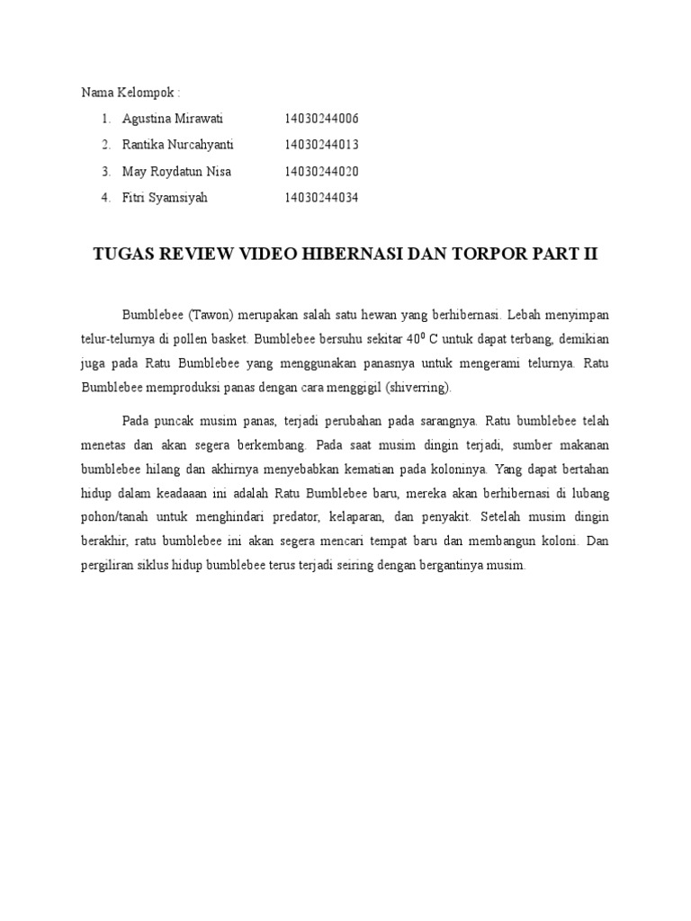 Review Hibernasi Dan Torpor | PDF