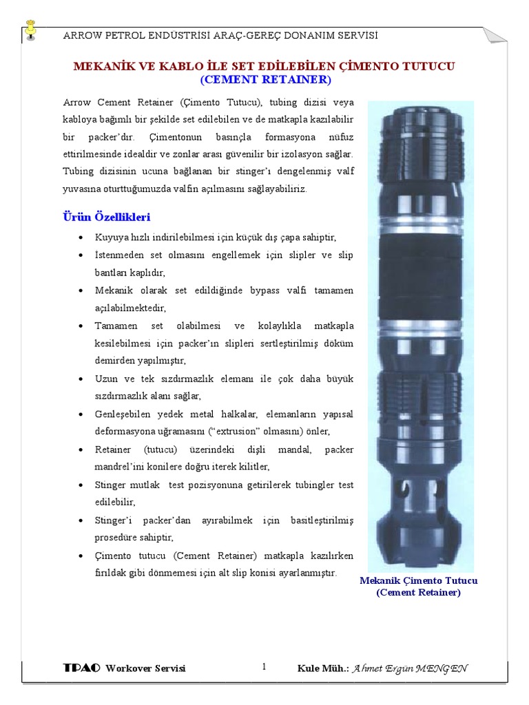 Arrow Cement Retainer | PDF