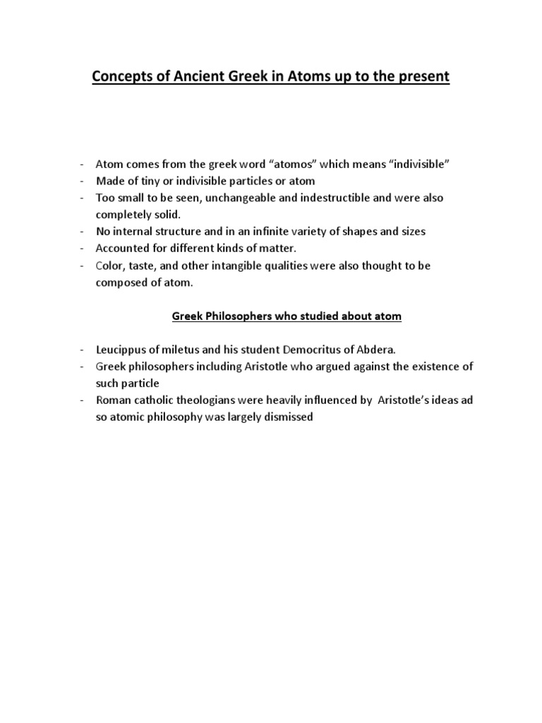 Ancient Greek Atom Concepts Explained | PDF