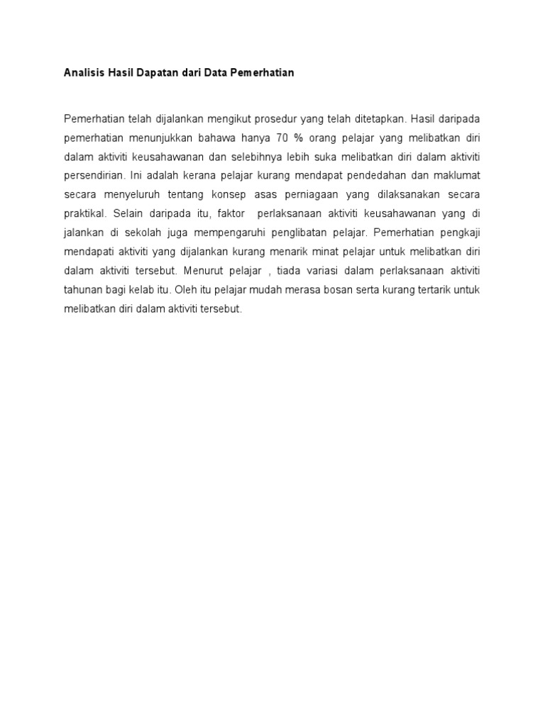 Analisis Hasil Dapatan Dari Data Pemerhatian | PDF