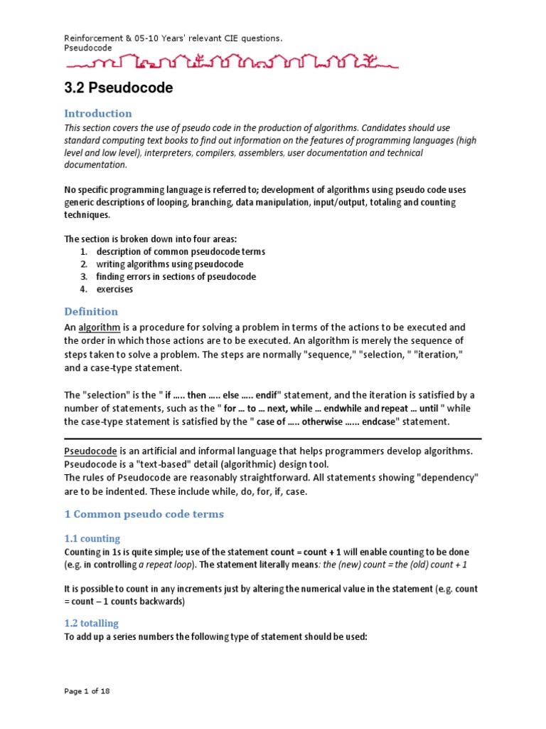 Pseudo Code | PDF | Algorithms | Control Flow