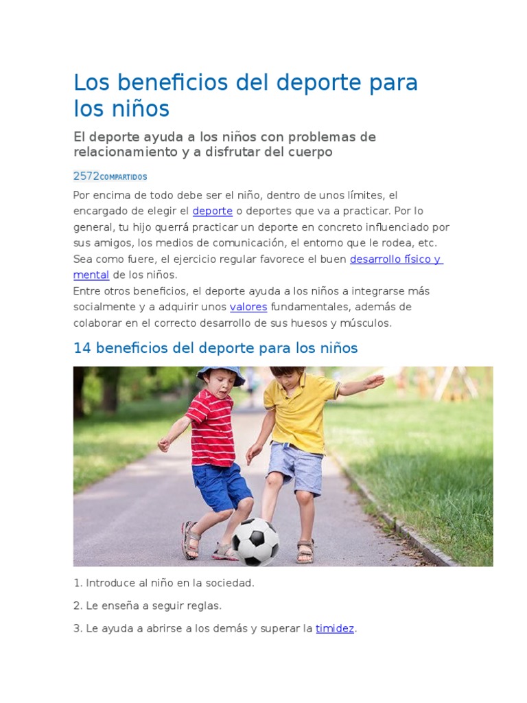 Beneficios del deporte en niños | PDF | Deportes | Salud y bienestar