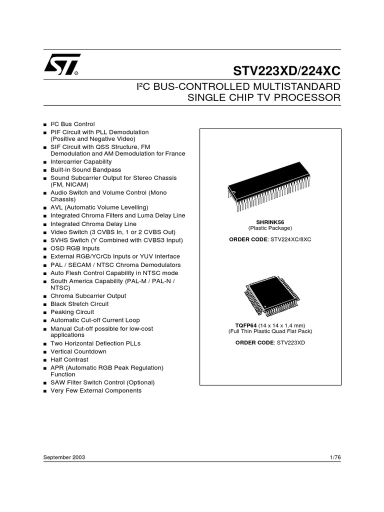 Datasheet STV 2286 C PDF | PDF | Video | Digital Technology