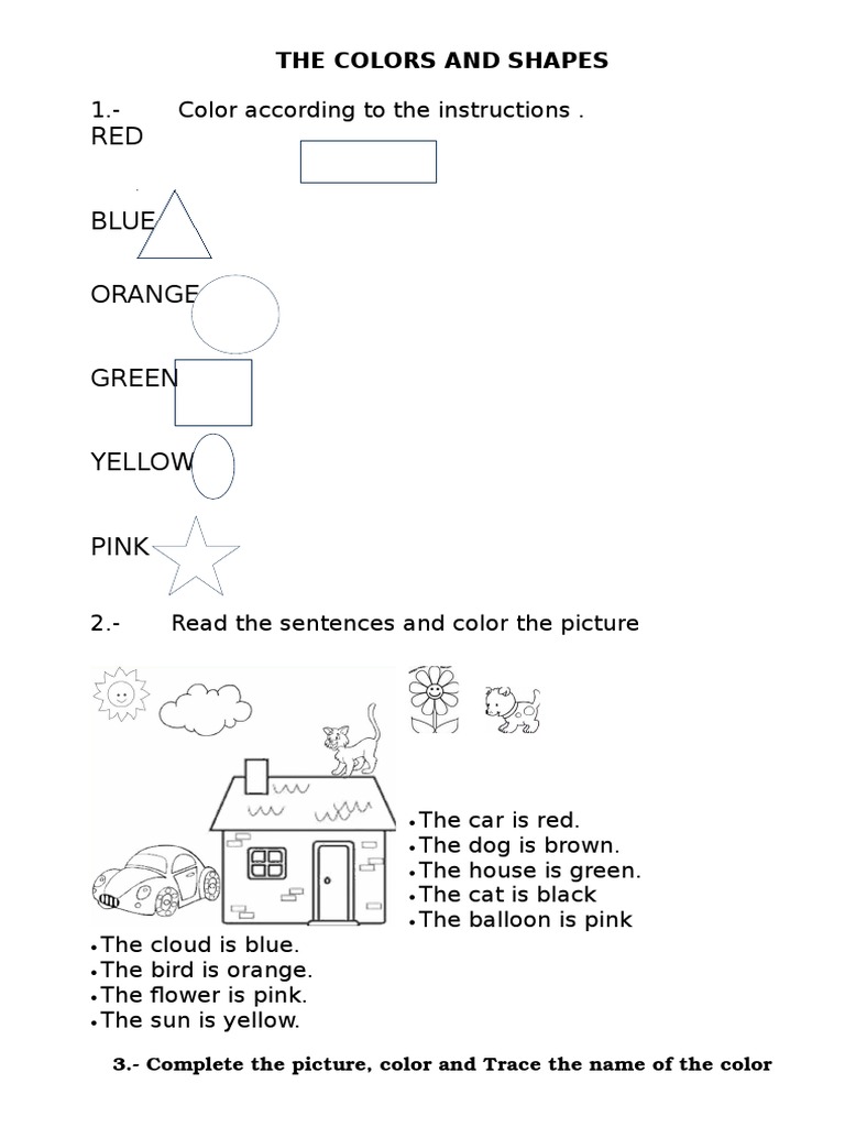 Shapes and Colors-Color According The Instructions | PDF