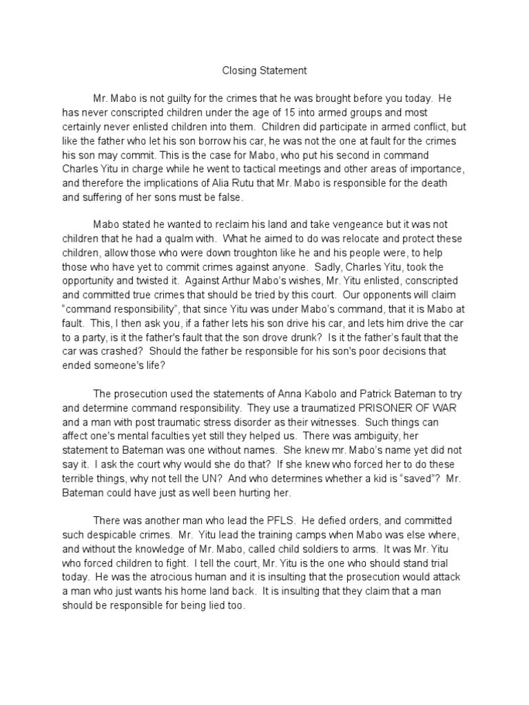 Closingstatement | PDF | Public Law | Criminal Justice