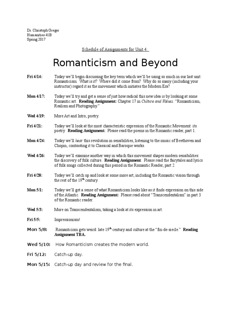 Unit 4 Schedule | PDF | Art