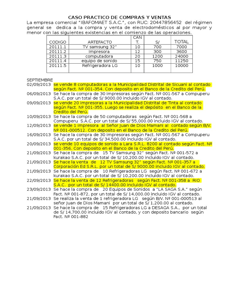 Caso Practico de Compras y Ventas | PDF