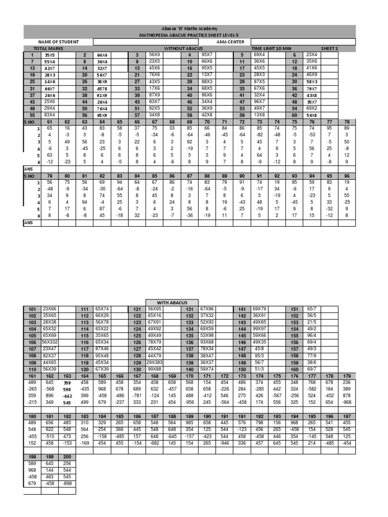 Sample Sheet Level 5 To Level 7 | PDF | Teaching Mathematics