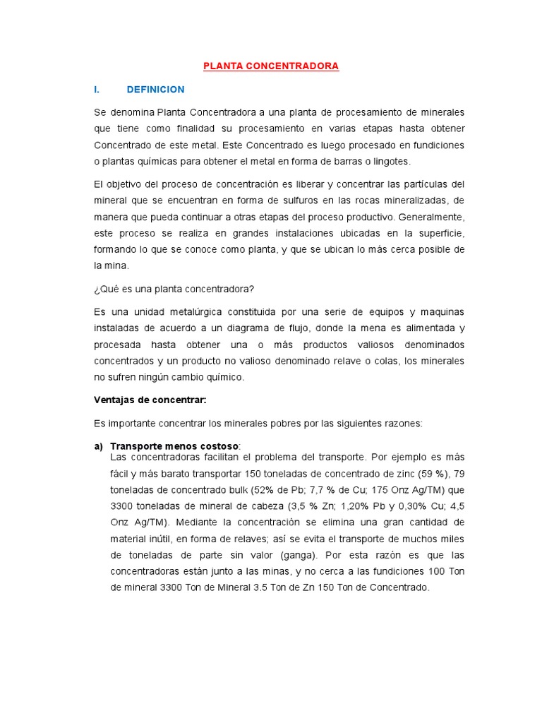 Proceso en Planta Concentradora de Minerales | PDF | Materiales | Química