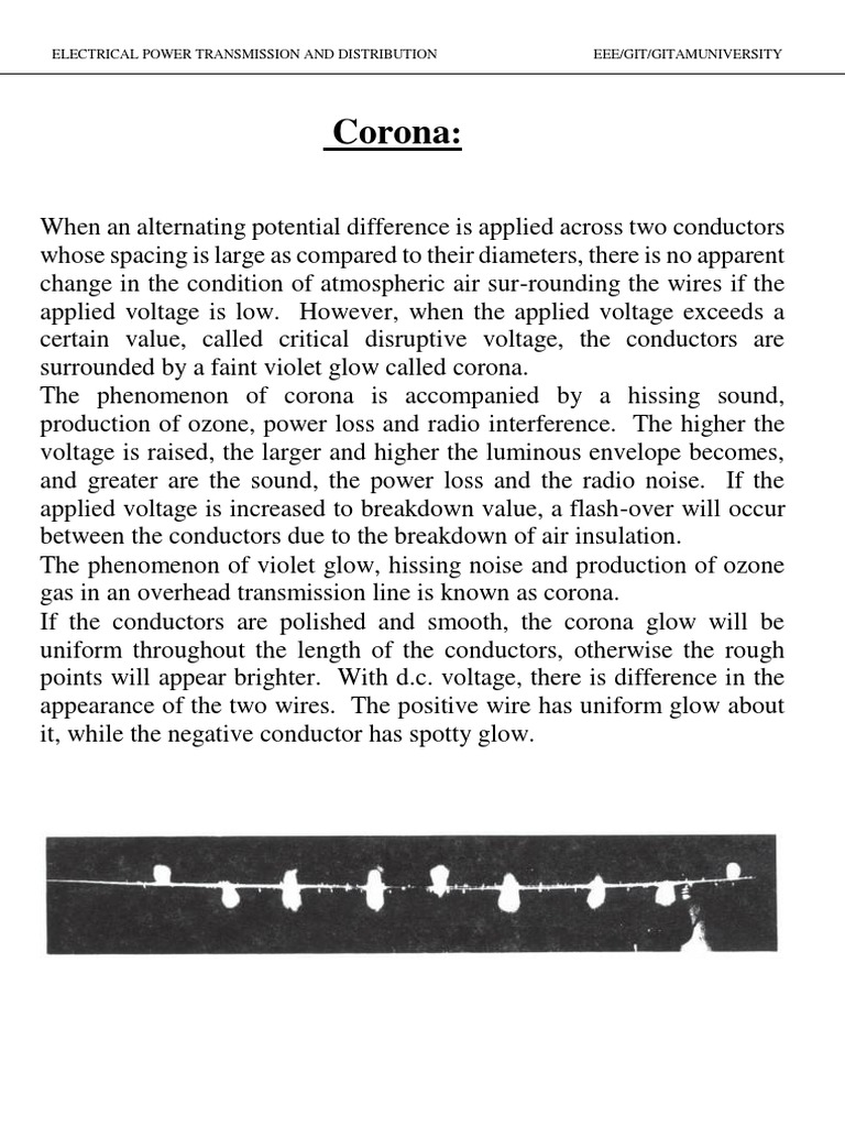 Corona: Electrical Power Transmission and Distribution Eee/Git ...