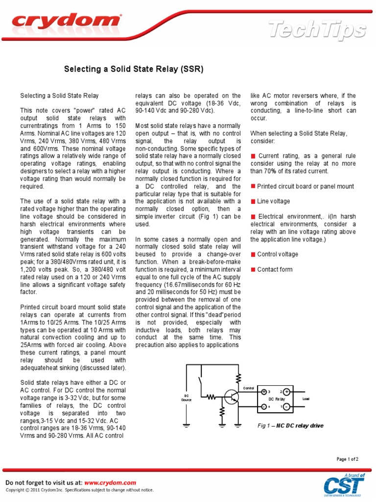 Selecting Solid State Relays Guide | PDF | Relay | Alternating Current