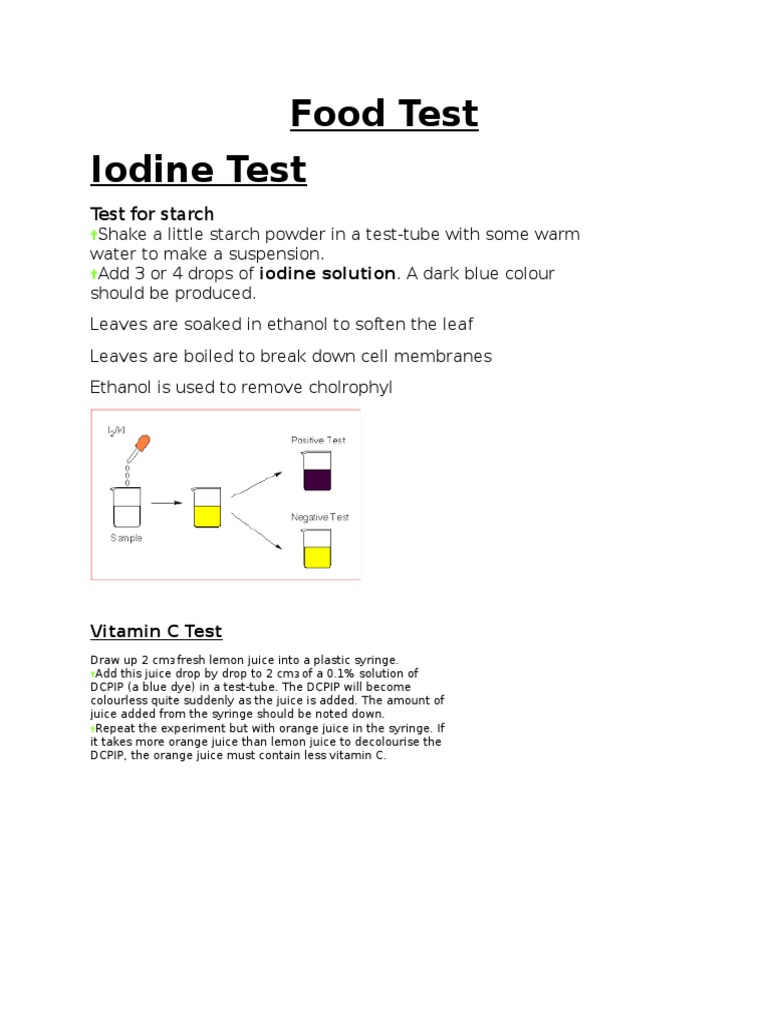 Food Tests Grade 9 | PDF