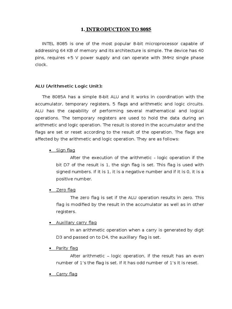 Introduction to Intel 8085 Microprocessor | PDF | Central Processing Unit | Instruction Set