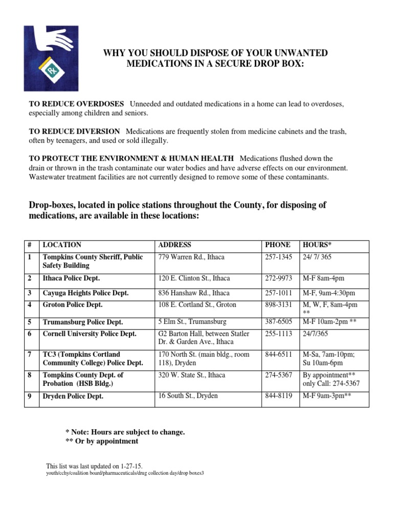 Medication Drop-Off Boxes in Tompkins County | PDF