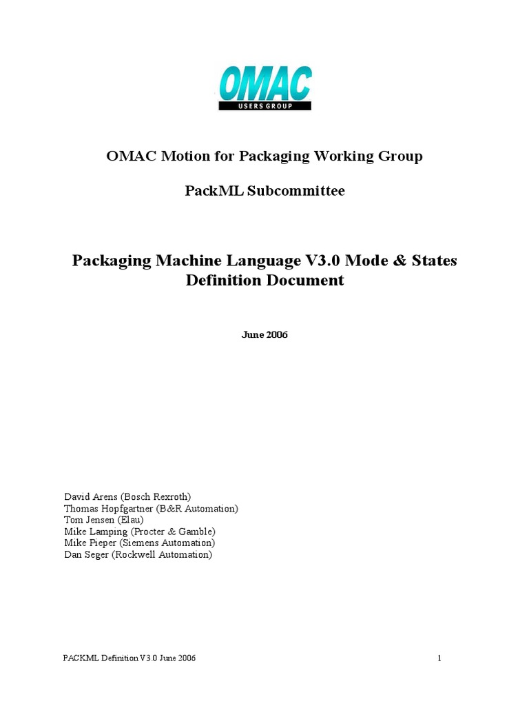 PackML Definition Document V3.0 Final | PDF | Computing And Information ...