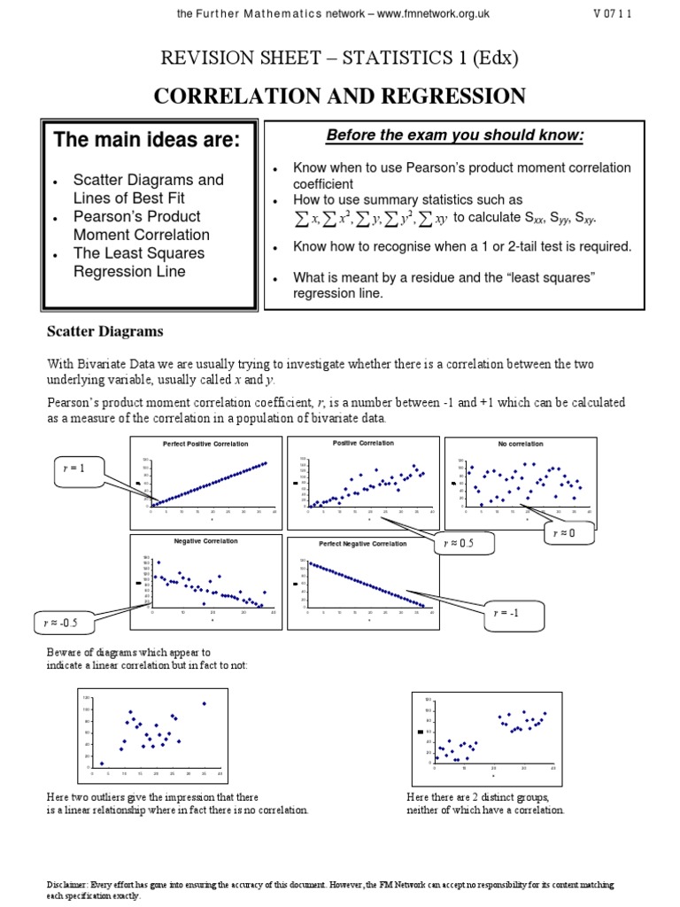 Edexcel S1 Revision Sheets | PDF | Correlation And Dependence | Normal ...