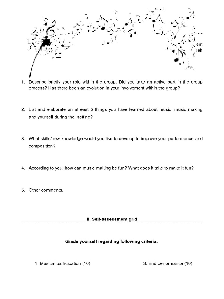 Reflecting on the Class Song Project: A Self-Evaluation and Assessment ...