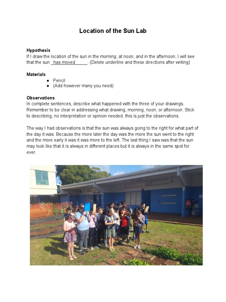 Location of The Sun Lab: Hypothesis | PDF