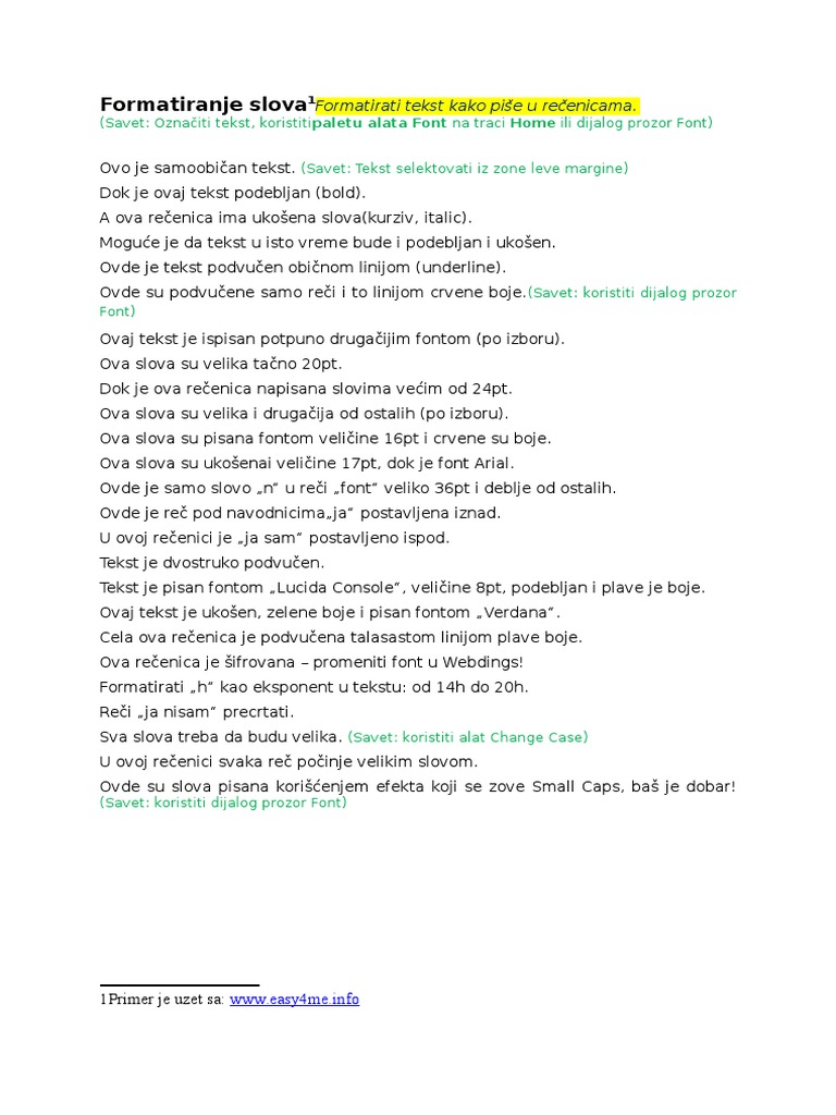 01 Easy4me Format Slova Zadatak | PDF