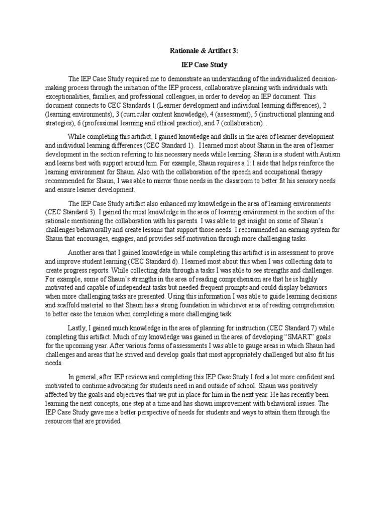 Rationale - Iep Case Study | PDF | Individualized Education Program ...