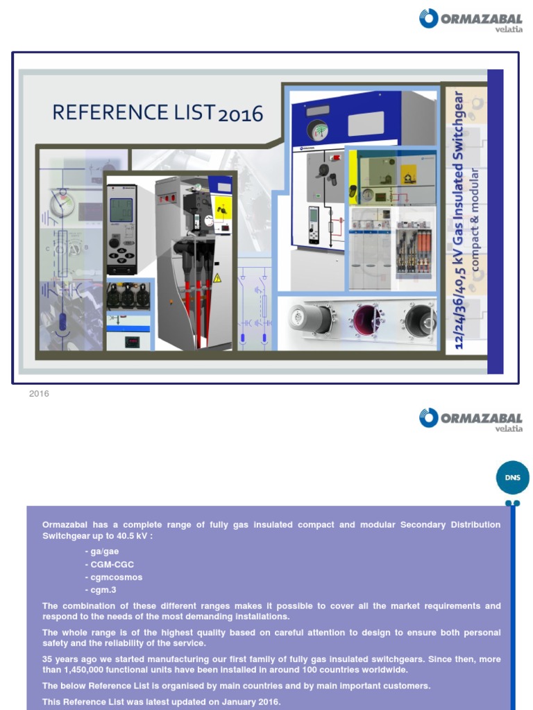 Ormazabal Reference List Secondary Gis 2016 | PDF | Energy Industry | Energy Economics