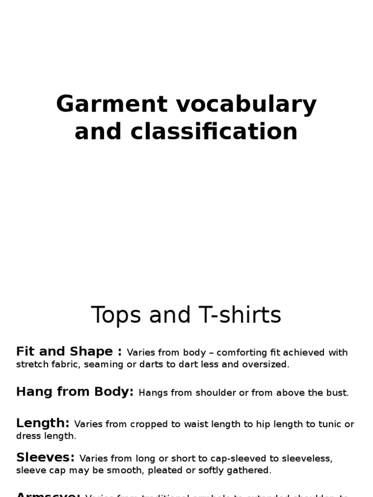 Garment Vocabulary and Classification | PDF | Sweater | Blouse