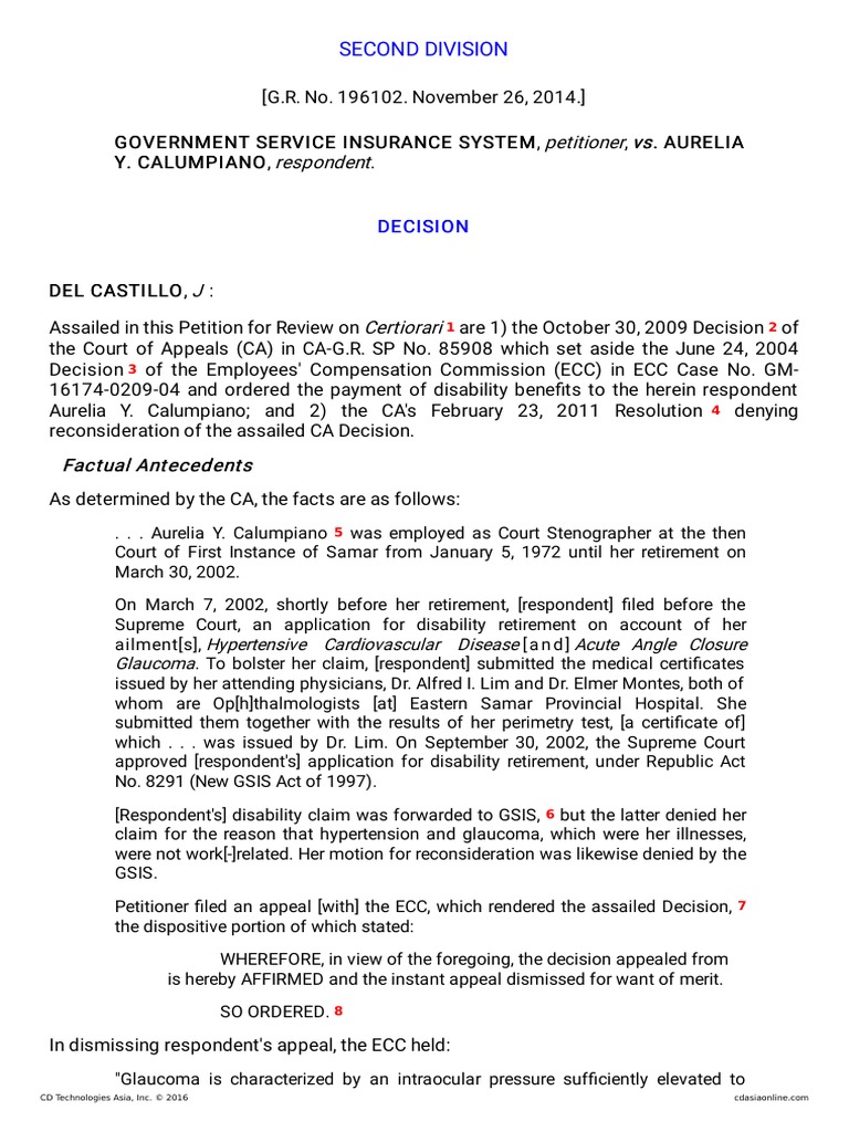 170285-2014-Government Service Insurance System V. | PDF | Glaucoma ...