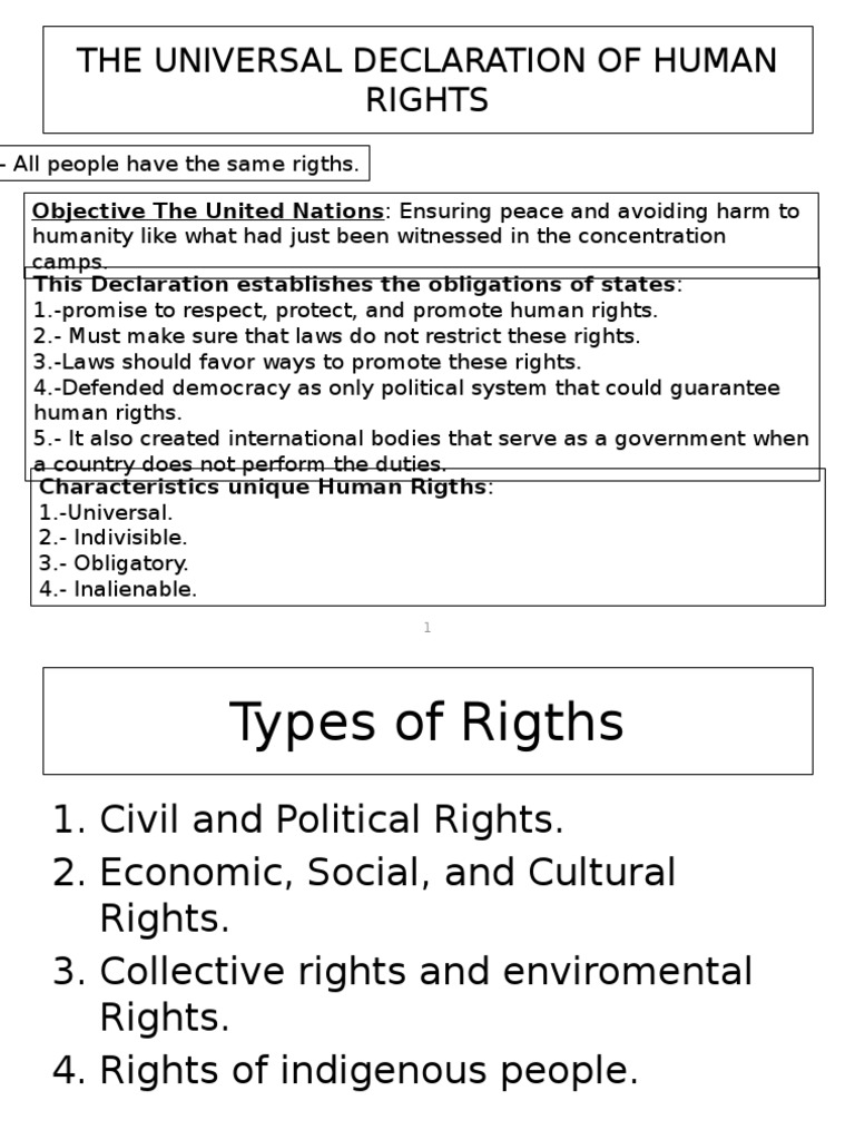 The Universal Declaration of Human Rights: Objective The United Nations ...