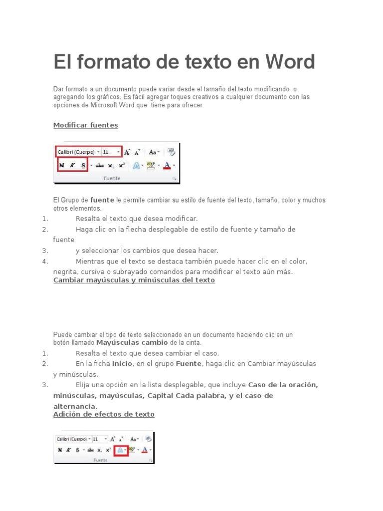 El Formato de Texto en Word