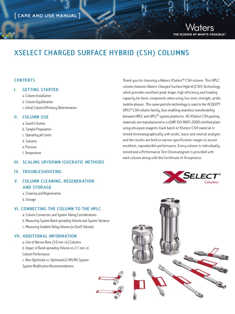 Xselect Charged Surface Hybrid (CSH) Columns: (Care and Use Manual ...