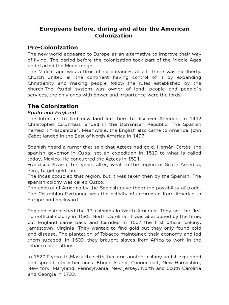European Perspectives on American Colonization | PDF
