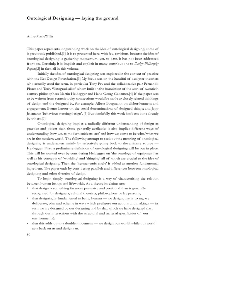 Ontological Designing | PDF | Being And Time | Martin Heidegger