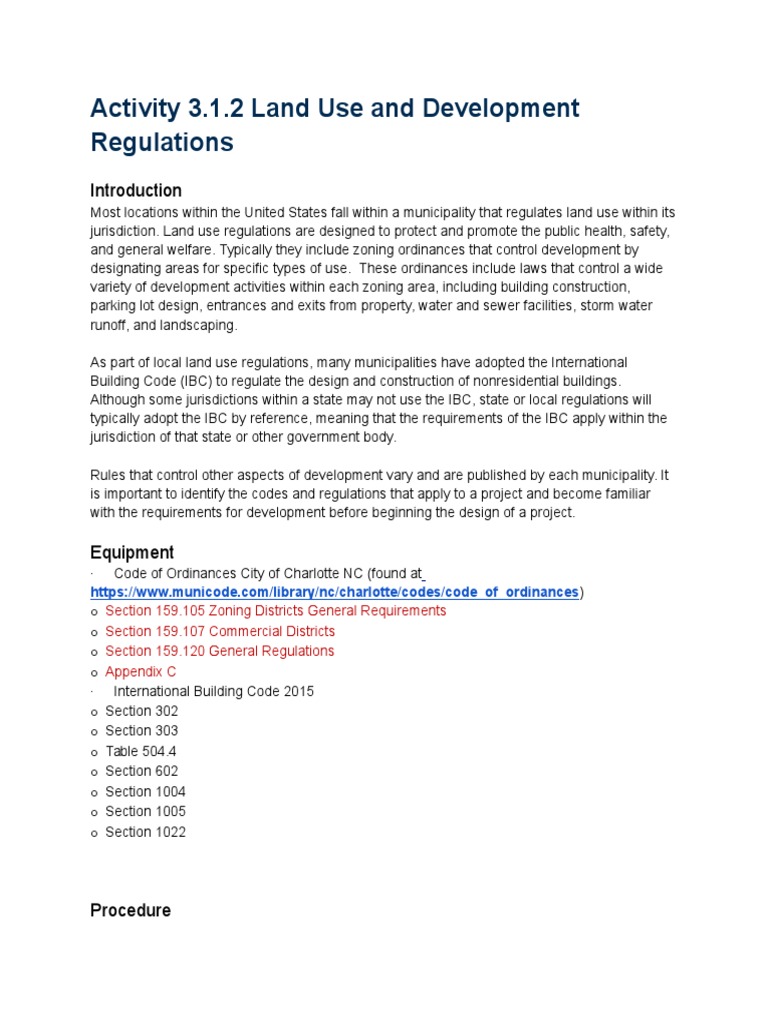 Activity 3.1.2 Land Use and Development Regulations | PDF | Building ...
