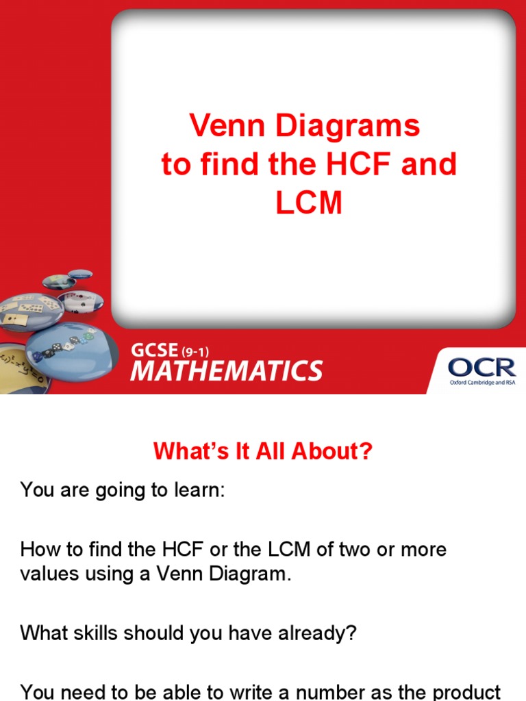 Venn Diagrams To Find The HCF and LCM | PDF | Mathematical Concepts ...