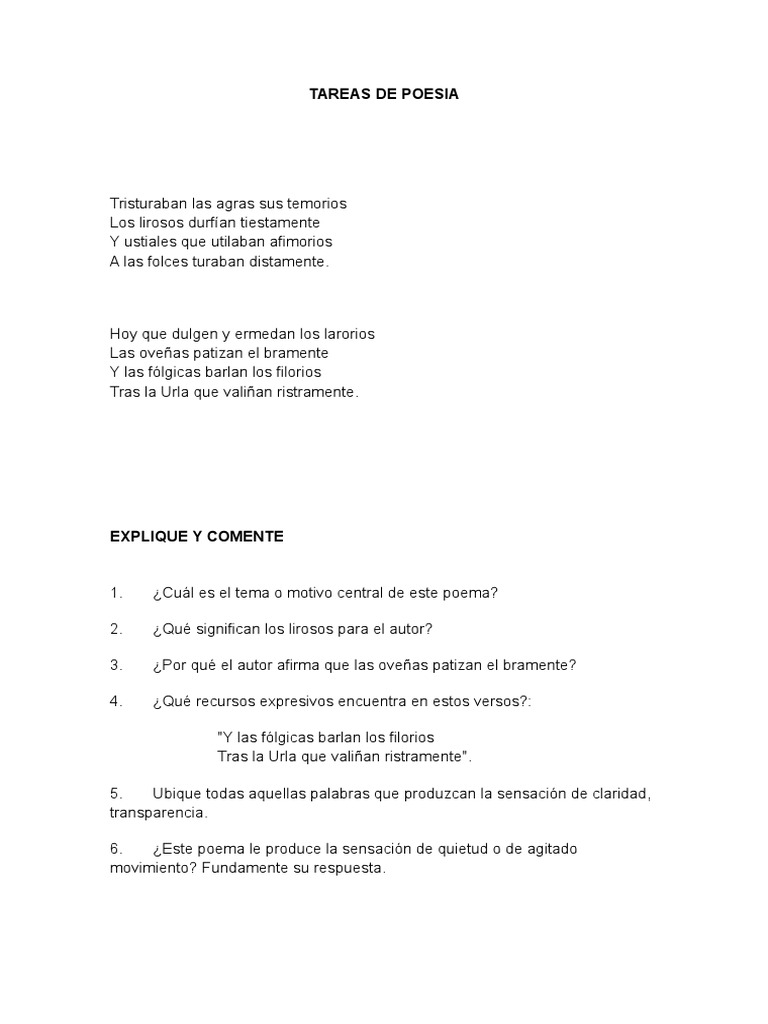 Poemas para Tareas de Primaria | PDF
