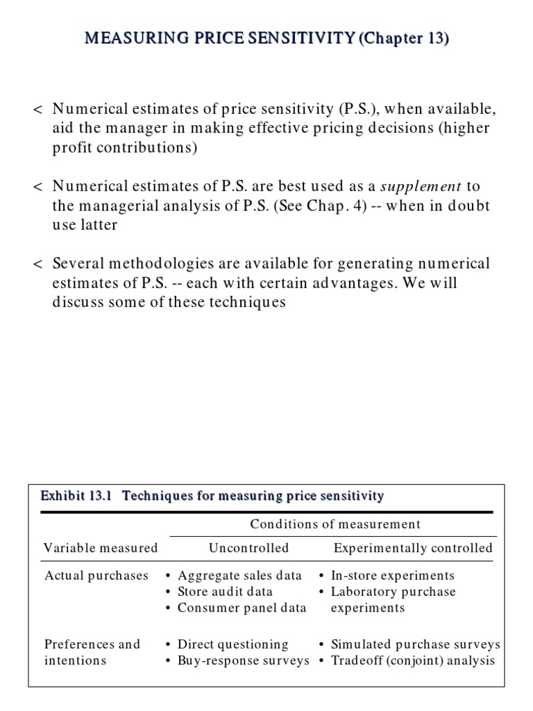 Measuring Price Sensitivity (Chapter 13) | PDF