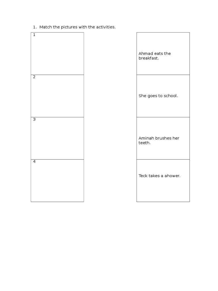Picture Activity Matching Exercise | PDF