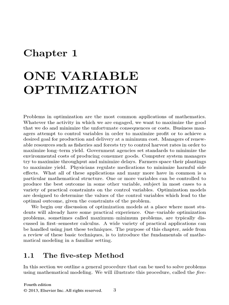 Chapter 1 - One Variable Optimization | PDF | Sensitivity Analysis ...