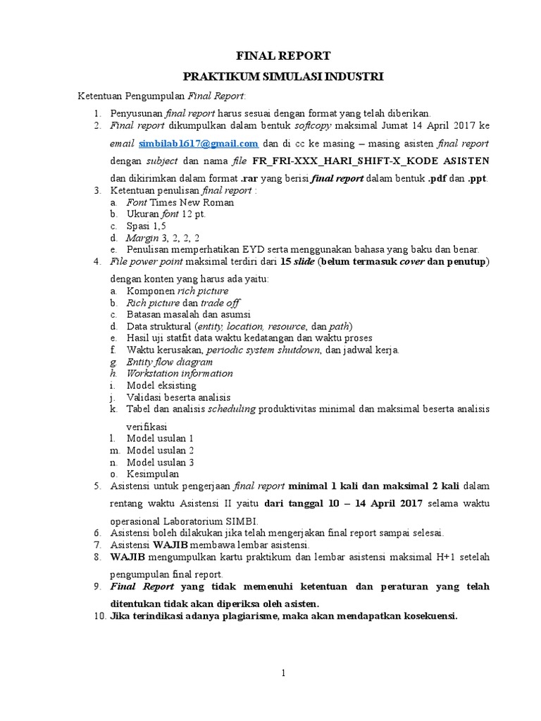 Format Final Report Simbi | PDF