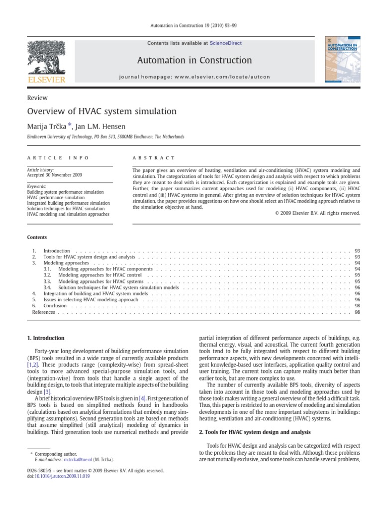 Overview of HVAC System Simulation PDF | PDF | Conceptual Model ...