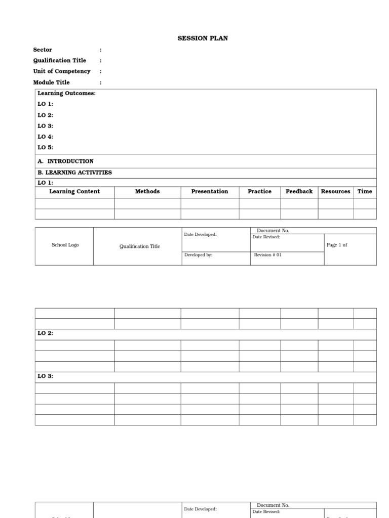 Session Plan Template Seminar Workshop | PDF | Educational Assessment | Cognition