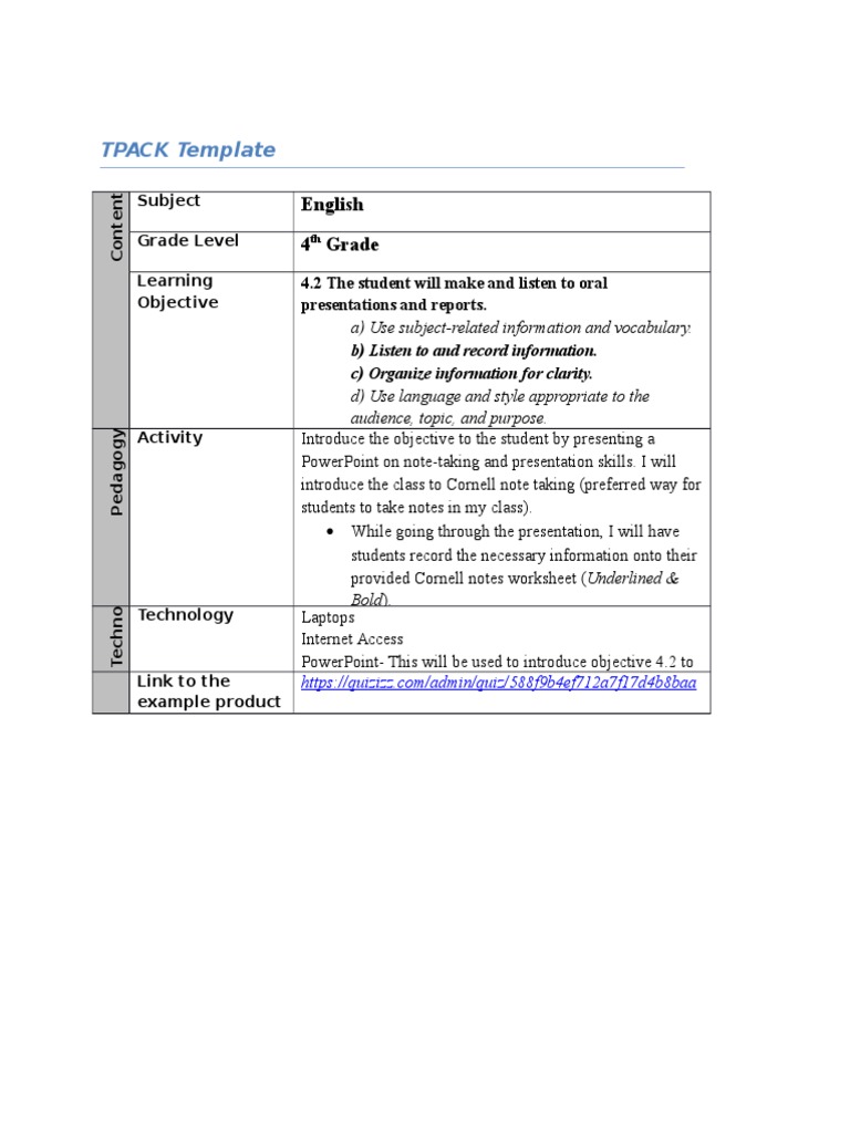 Tpack Template Final-4 2 | PDF
