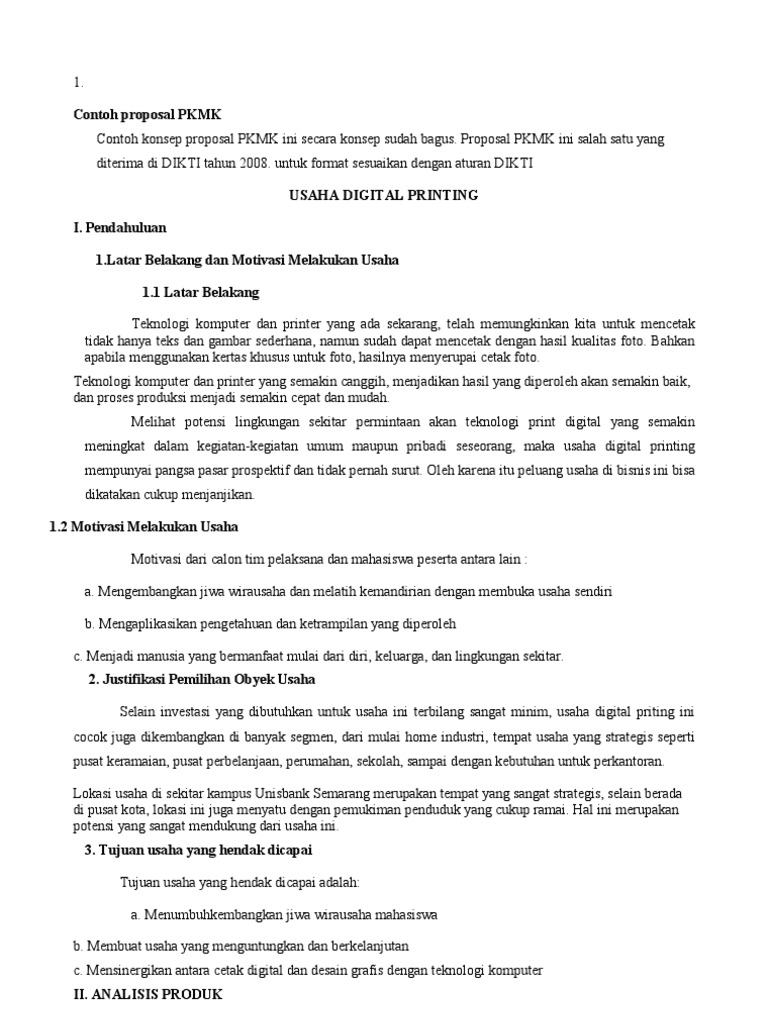 Contoh Proposal PKMK | PDF