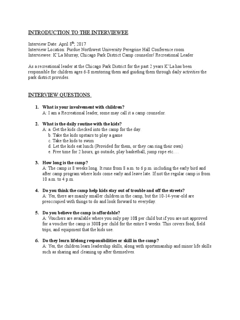 Introduction To The Interviewee | PDF