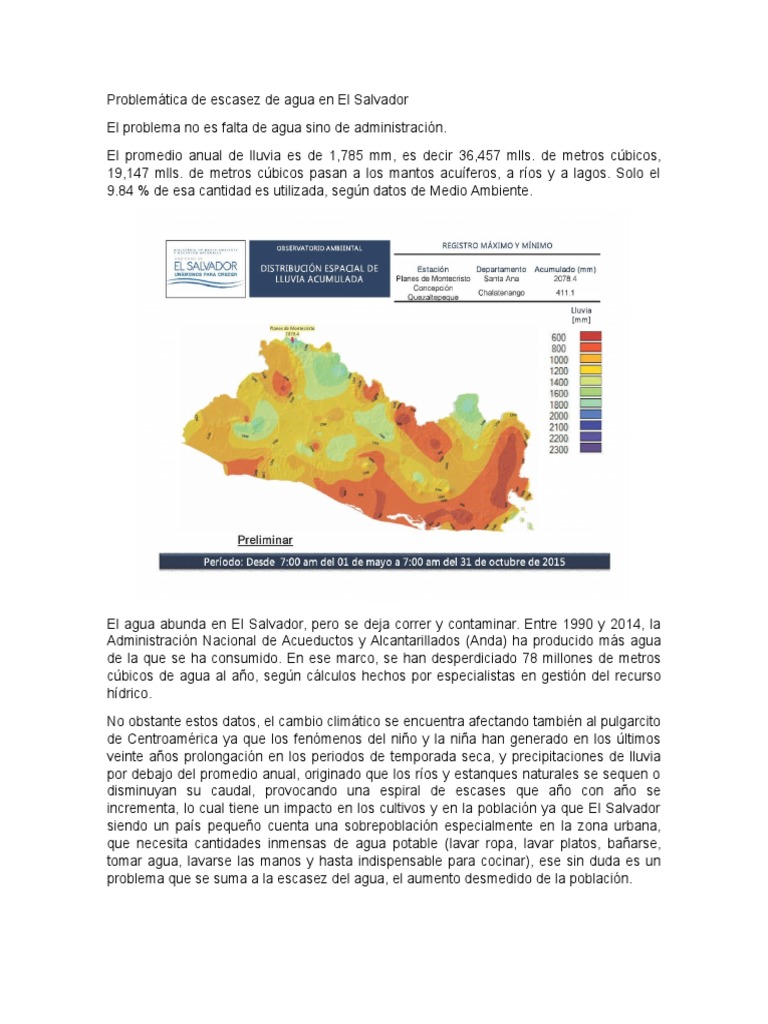 Problemática de Escasez de Agua en El Salvador | Escasez de agua | Agua ...