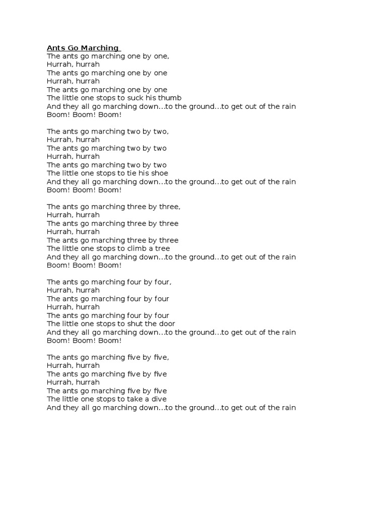Ants Go Marching Lyrics