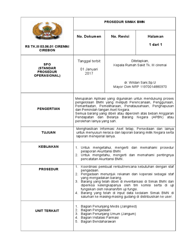 Sop Simak BMN | PDF
