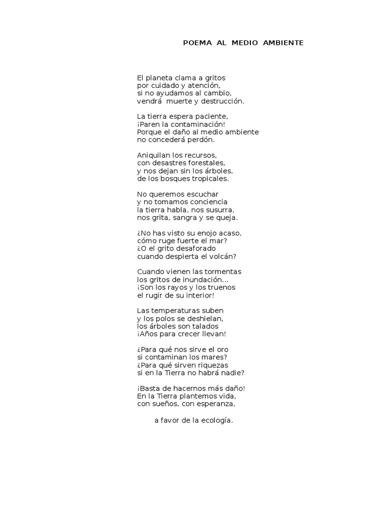 Poema Al Medio Ambiente